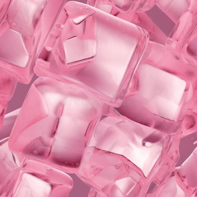 Pink Ice Cubes Seamless Tile Pattern. Generative AI. Stock Illustration ...