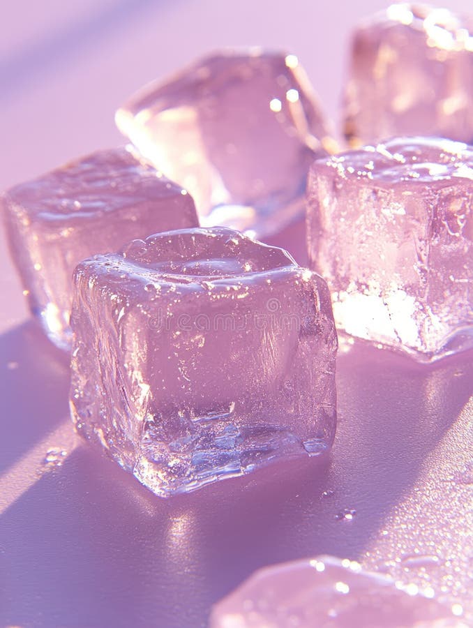 Pink Ice Cubes in Soft Light Create a Serene, Pastel Aesthetic Stock ...