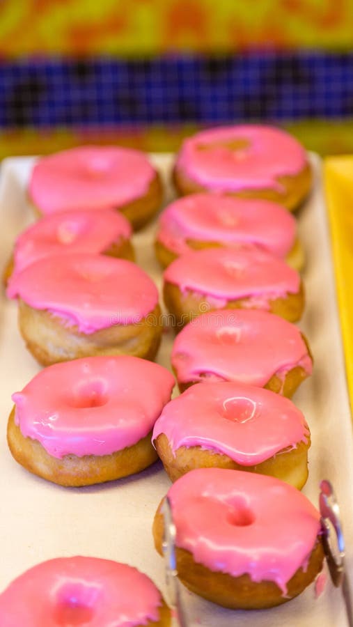 Pink Iced Donuts stock photo. Image of donuts, shop, food - 74905516
