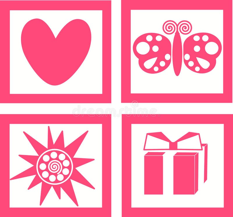 Set of pink icons stock illustration. Illustration of folder - 355001