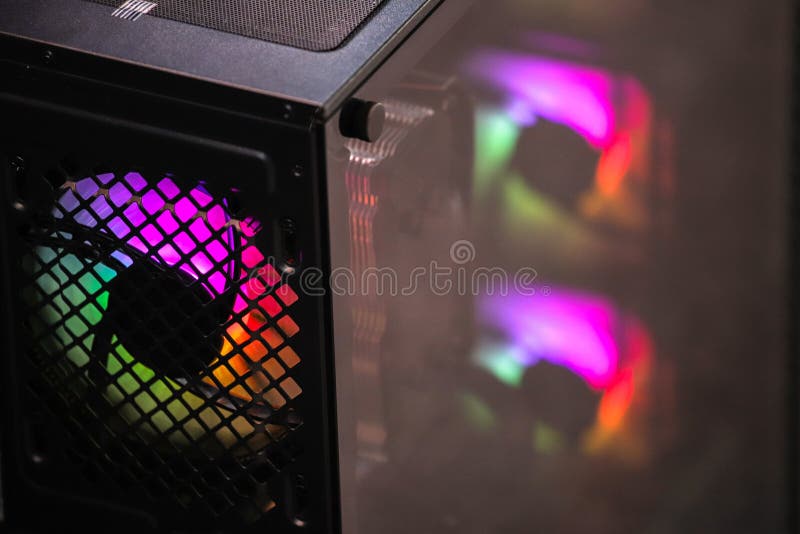 Pink Illumination of the Cooler. Computer Fan with LED Illumination.PC ...
