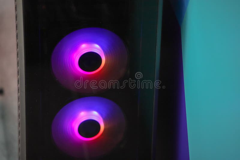 Pink Illumination of the Cooler. Computer Fan with LED Illumination.PC ...