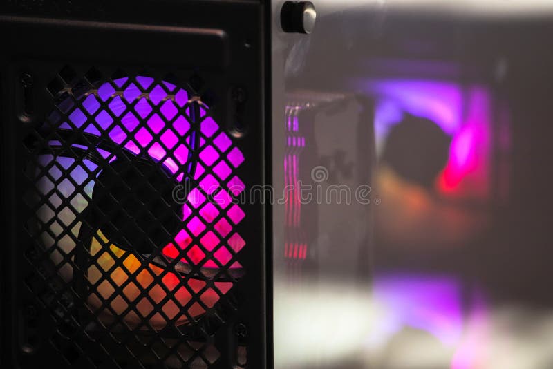 Pink Illumination of the Cooler. Computer Fan with LED Illumination.PC ...
