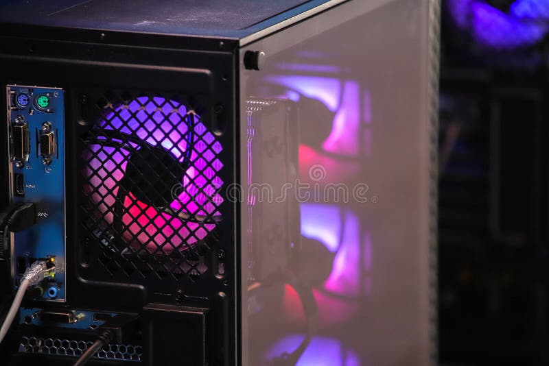 Pink Illumination of the Cooler. Computer Fan with LED Illumination.PC ...
