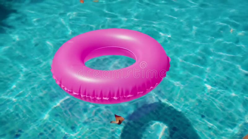 Pink Inflatable Float in a Pool with Clear Blue Water. Stock Video ...