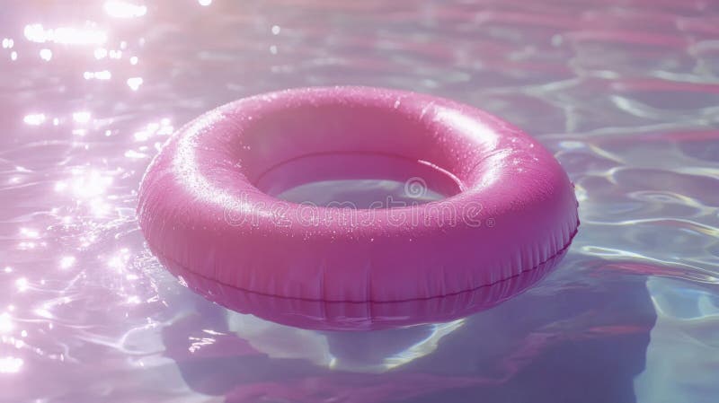 Pink Inflatable Pool Float in Blue Water Stock Illustration ...