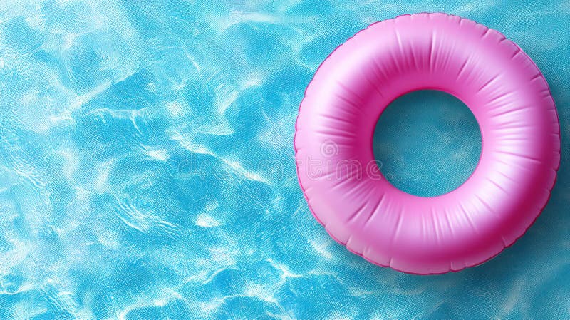 Pink Inflatable Float Ring on Bright Pool Summer Background Stock Photo ...
