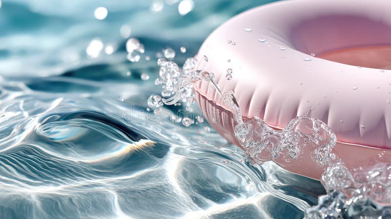 Pink Inflatable Float Ring on Bright Pool Summer Background Stock Photo ...