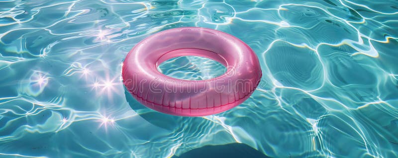 Pink Inflatable Ring Floating in Clear Blue Swimming Pool Stock Photo ...