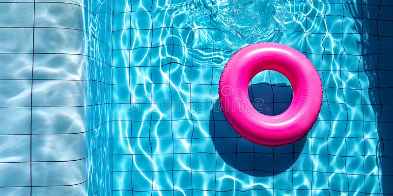 A Pink Inflatable Ring is Floating in a Pool. Summer Resort and Water ...
