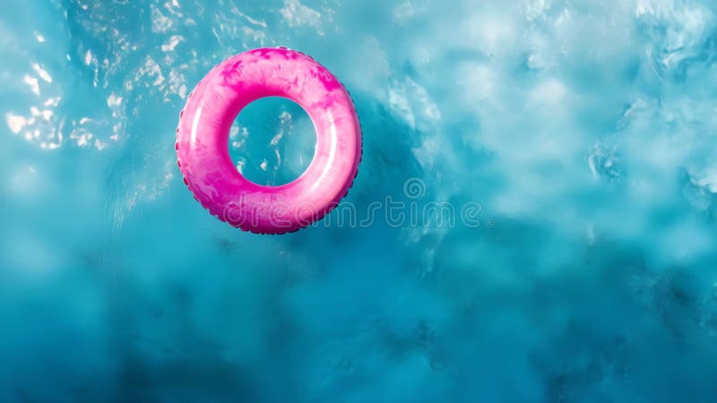 A Pink Inflatable Ring Floating in the Water on Pool Stock Video ...