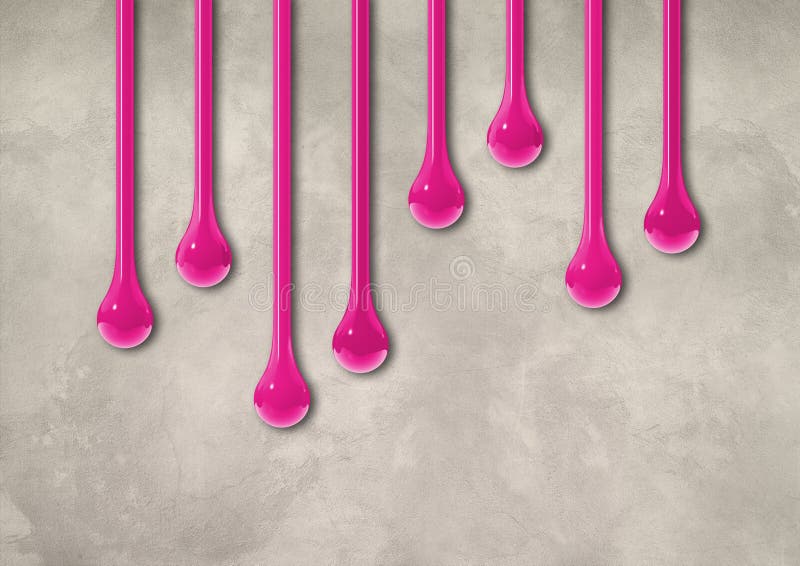 Pink Ink Drops on Light Concrete Wall. Horizontal Wallpaper Stock Photo ...