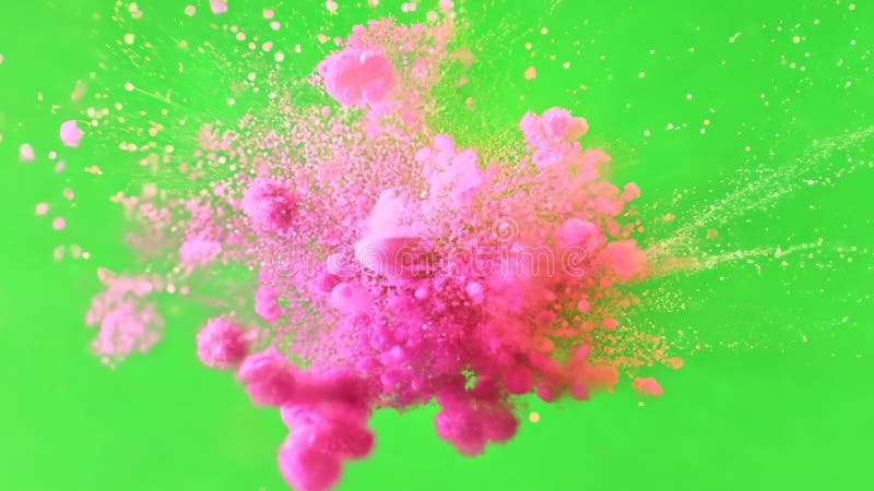 Pink Ink Exploding in Green Water Creating Abstract Shapes Stock Video ...