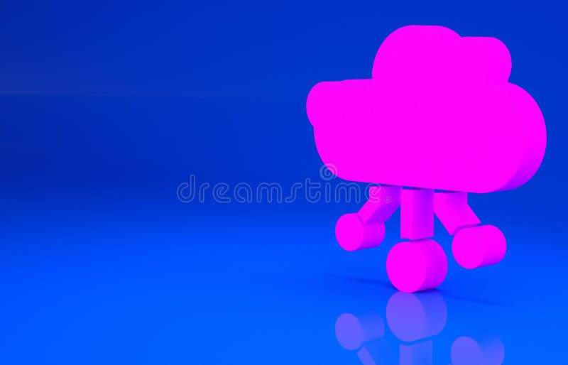 Pink Internet of Things Icon Isolated on Blue Background. Cloud ...