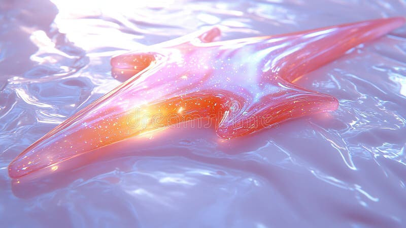 Pink Iridescent Crystal Shard on Liquid Surface, Sunlit Background ...