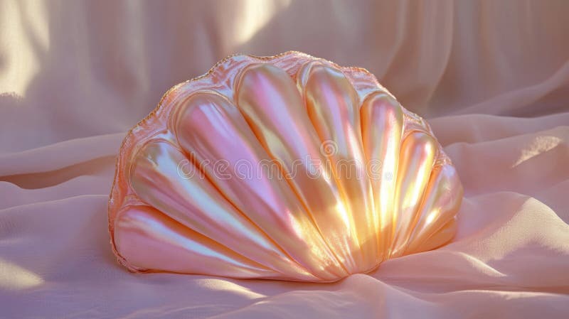 Pink Iridescent Shell on Pastel Fabric Stock Illustration ...