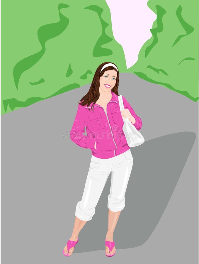 Pink jacket stock vector. Illustration of hand, smile - 10577242