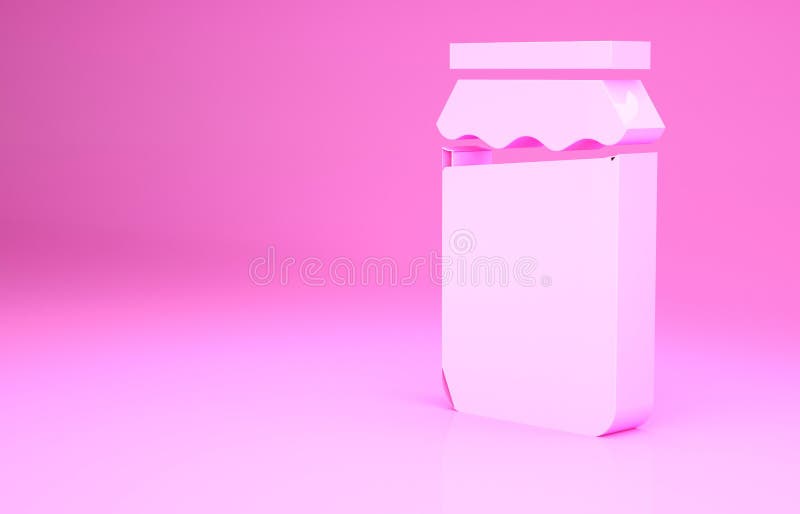 Pink Jam Jar Icon Isolated on Pink Background. Minimalism Concept Stock ...