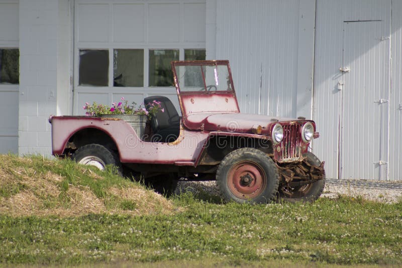Pink jeep stock image. Image of green, vintage, interesting - 63933377