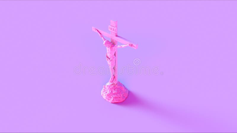 Pink Jesus Christ On The Cross With A Crown Of Thorns Jesus Of Nazareth