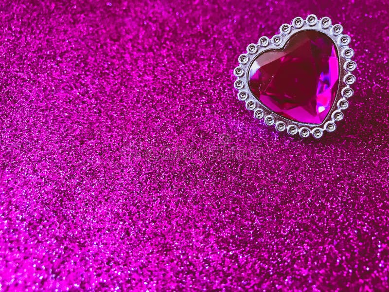 Pink Jewel Heart on Glitter Background Stock Image - Image of ...