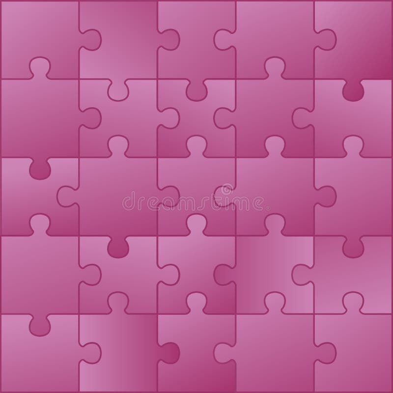 Pink Jigsaw Puzzle Template with Blank Space and Connected Pieces ...