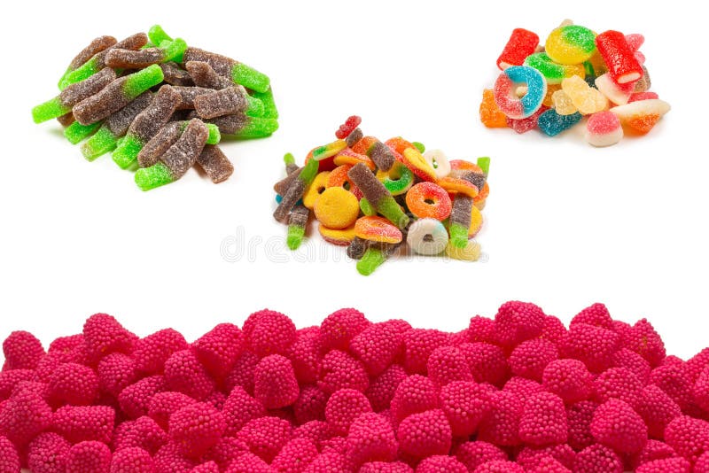 Pink Juicy Jelly Sweets Isolated on White Stock Photo - Image of snack ...