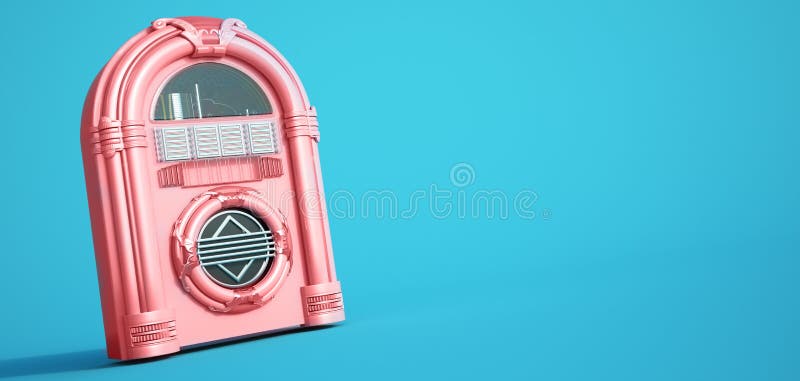Pink Jukebox on a Blue Background Stock Illustration - Illustration of ...
