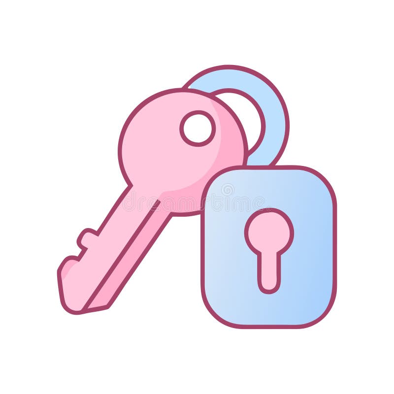 A Pink Key and a Blue Lock are Shown Together Stock Image ...