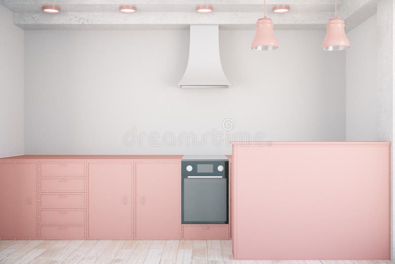 Pink kitchen interior stock illustration. Illustration of extractor ...