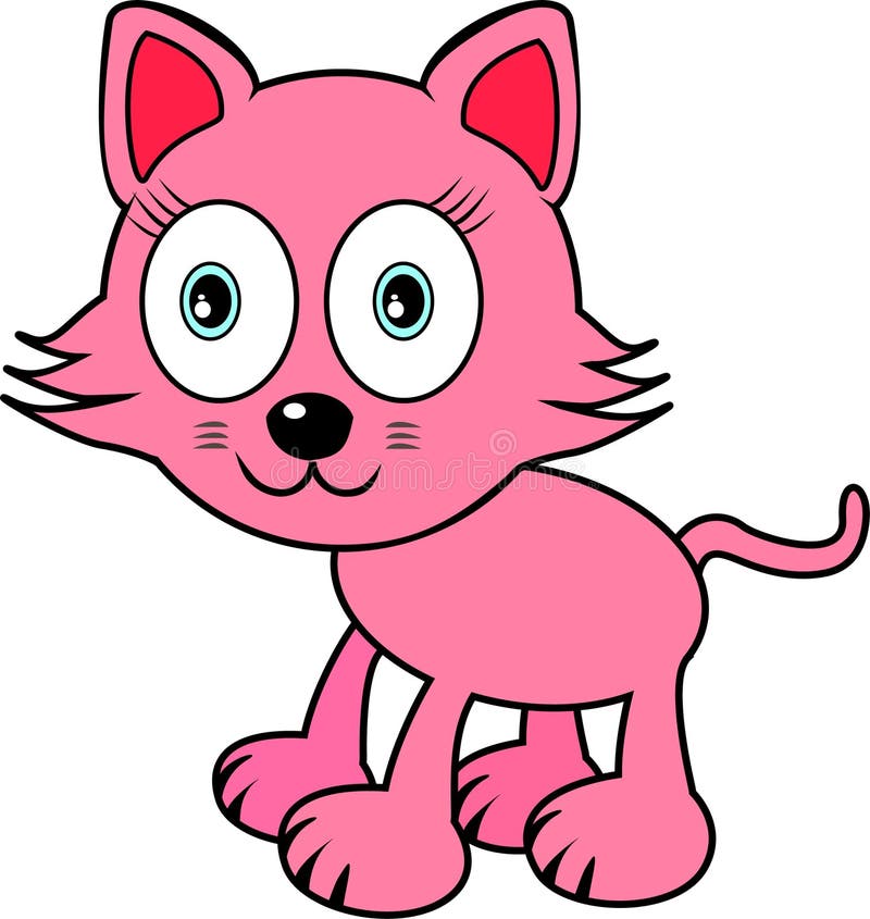 Pink Kitten stock vector. Illustration of cute, character - 7832147