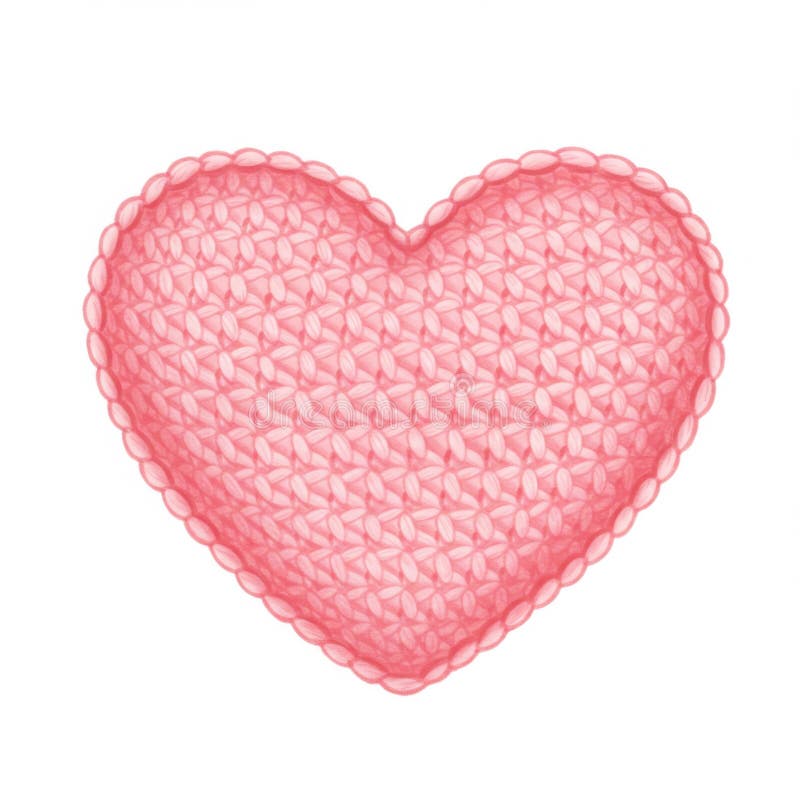 Pink Knitted Heart Illustration on White Background Stock Image - Image ...