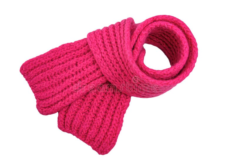 Pink Knitted Scarf on a White Background. Stock Image - Image of casual ...