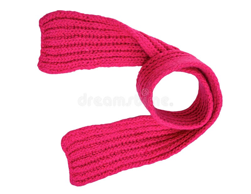 Pink Knitted Scarf on a White Background. Stock Photo - Image of ...