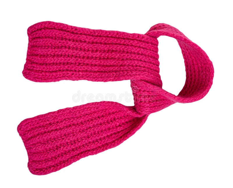 Pink Knitted Scarf on a White Background. Stock Photo - Image of female ...