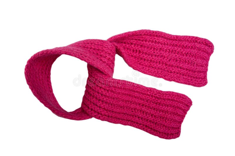 Pink Knitted Scarf on a White Background. Stock Image - Image of casual ...