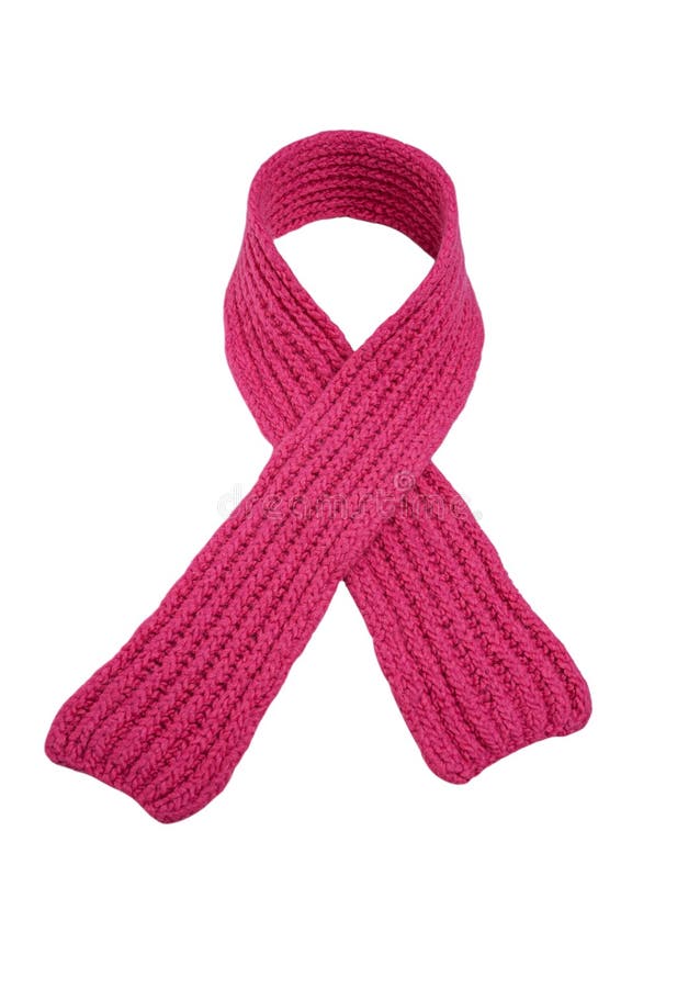 Pink Knitted Scarf on a White Background. Stock Image - Image of casual ...
