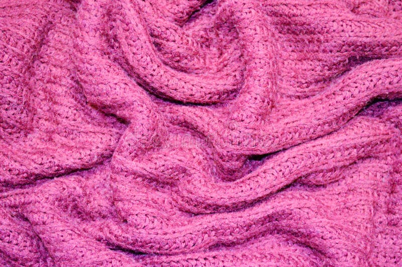 Pink Knitted Pattern As a Background. Pink Material Texture on Fabric ...