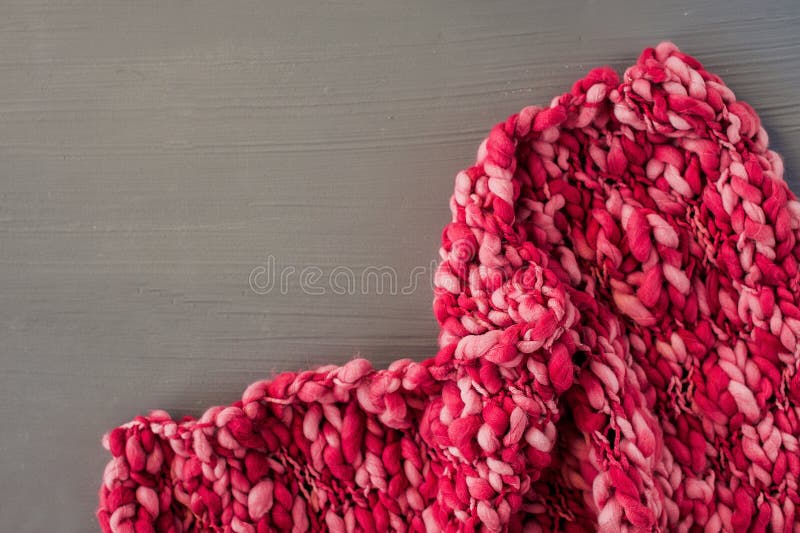 Pink Knitting Pattern on Gray Background. Space for Text Stock Image ...