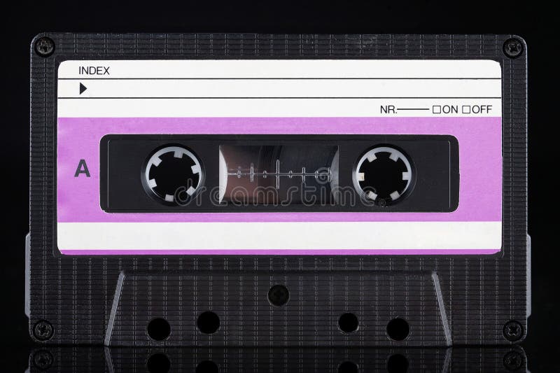 Pink Labeled Retro Vintage Compact Cassette a - Side on Black Stock ...
