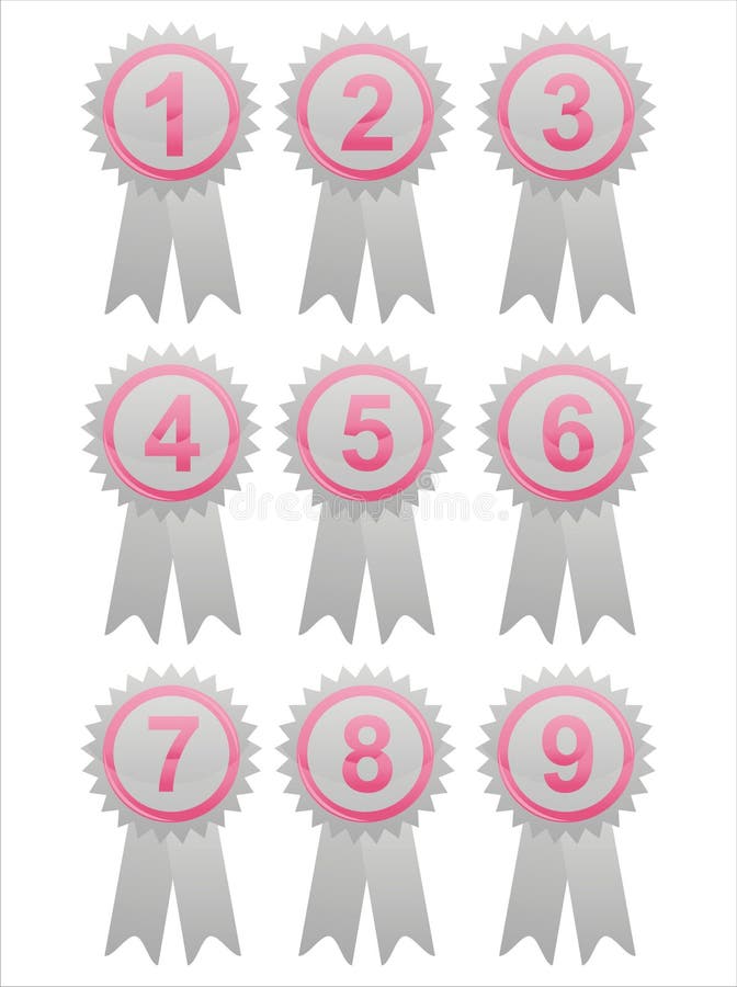 Pink labels with numbers stock vector. Illustration of shiny - 21461372