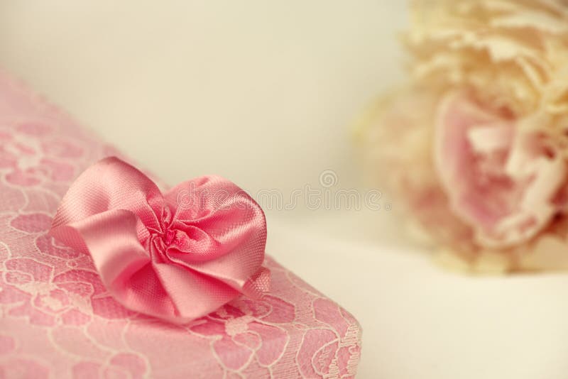 Pink Lace Gift Box with an Ivory Peony Stock Photo - Image of beautiful ...