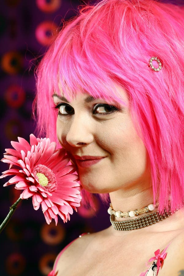 Woman with Pink Hair stock photo. Image of lady, cute - 18648662