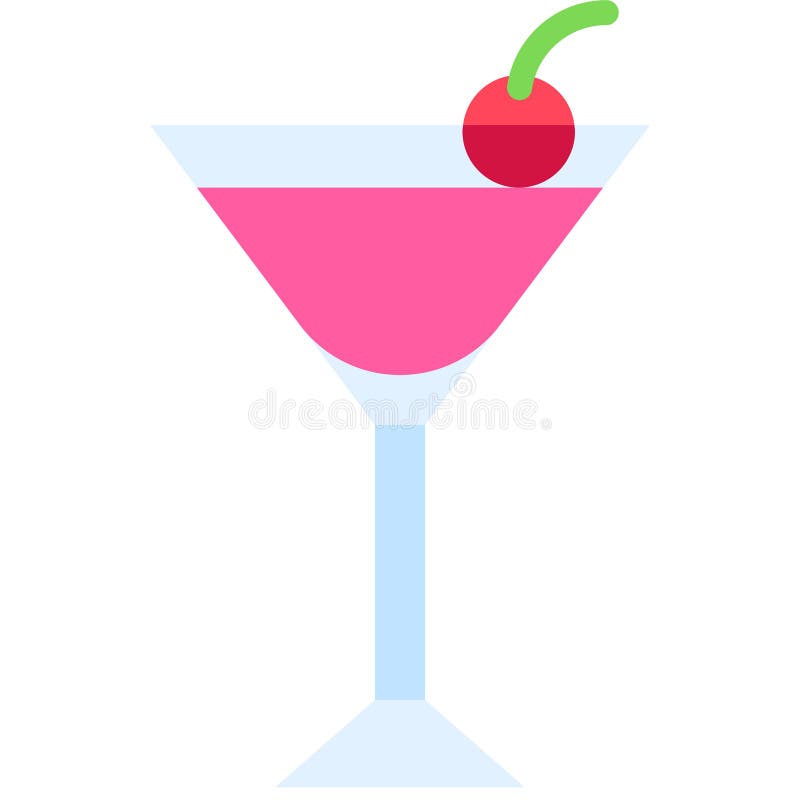 Pink Lady Cocktail Icon, Alcoholic Mixed Drink Vector Stock Vector ...