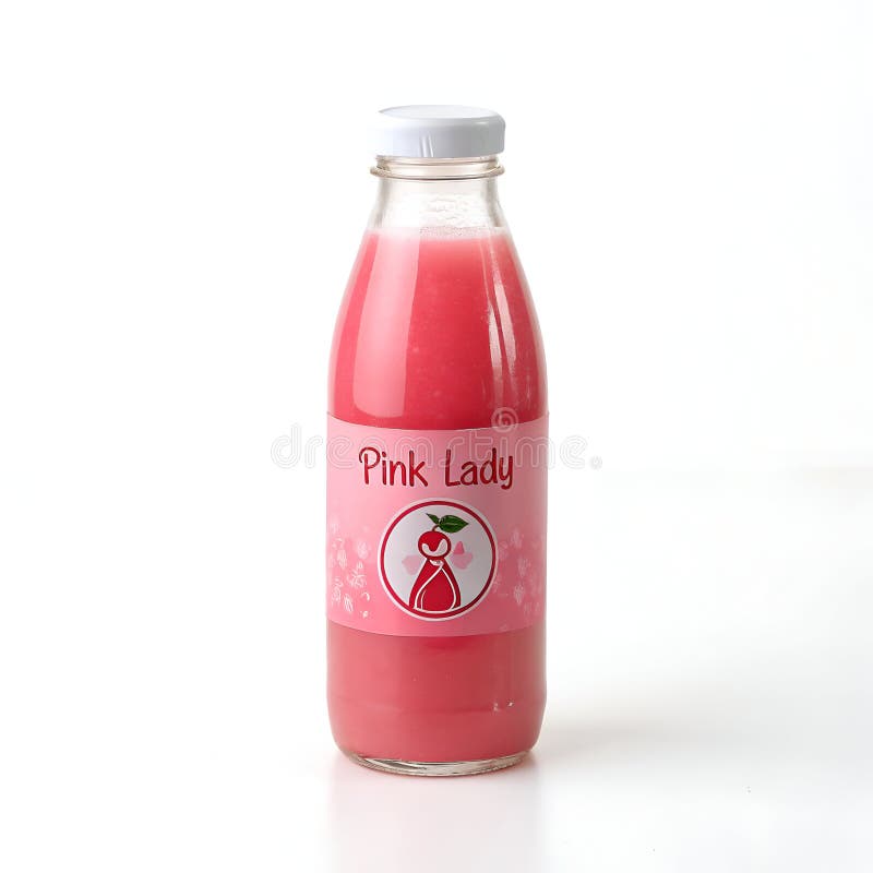Pink Lady Juice Isolated on White Background Stock Illustration ...