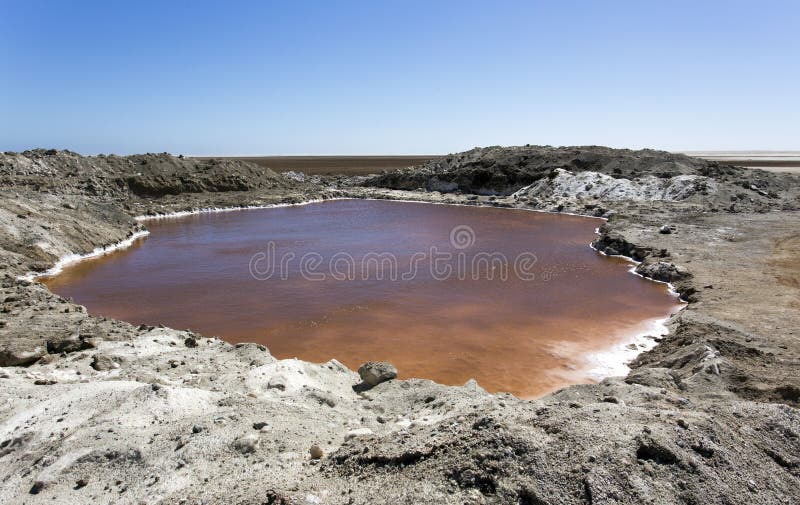 Pink Salt Lake in Namibia stock photo. Image of outdoor - 146718358