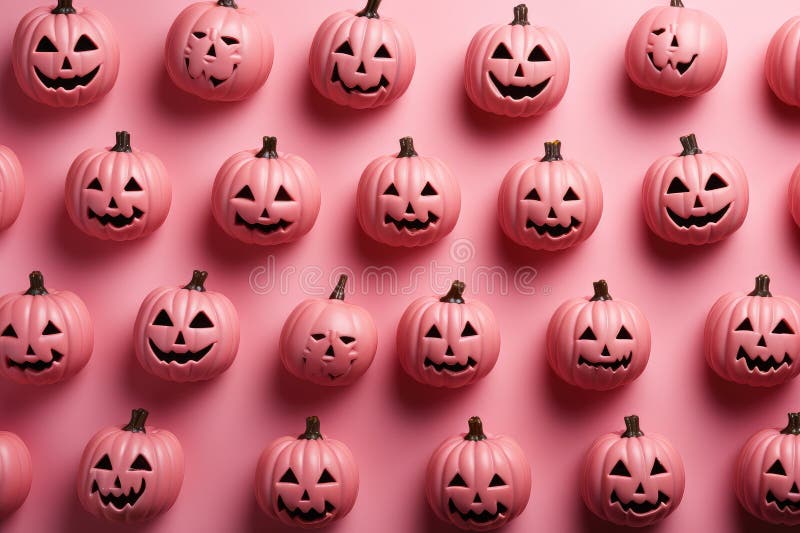 Pink Lantern Jack with a Smile. Halloween in the Style of Barbie Stock ...