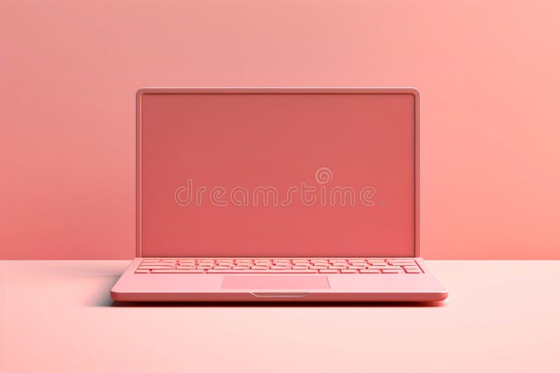 Pink Laptop Computer Sitting on Top of Table Next To Pink Wall ...