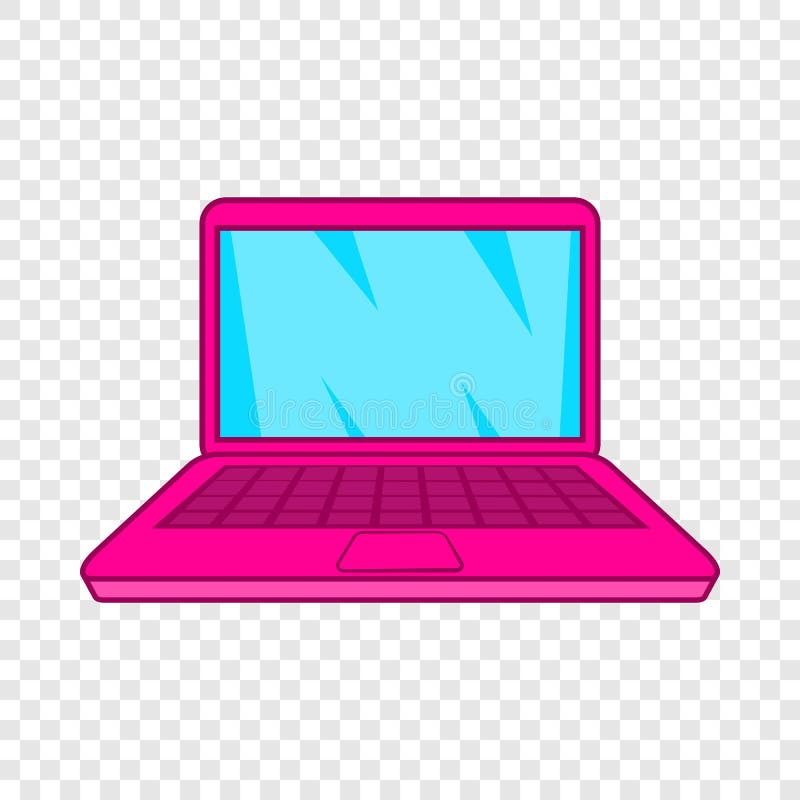 Pink Laptop Icon in Cartoon Style Stock Vector - Illustration of office ...