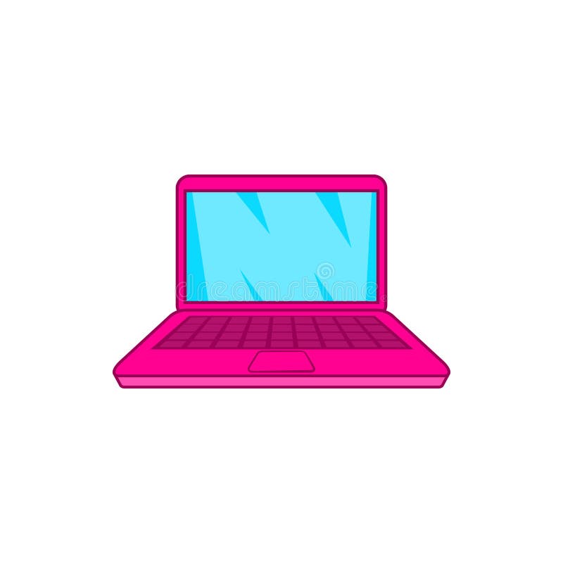Pink Laptop Icon in Cartoon Style Stock Vector - Illustration of ...
